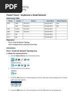 1.6.1 Packet Tracer - Implement A Small Network | PDF | Router (Computing) | Network Topology