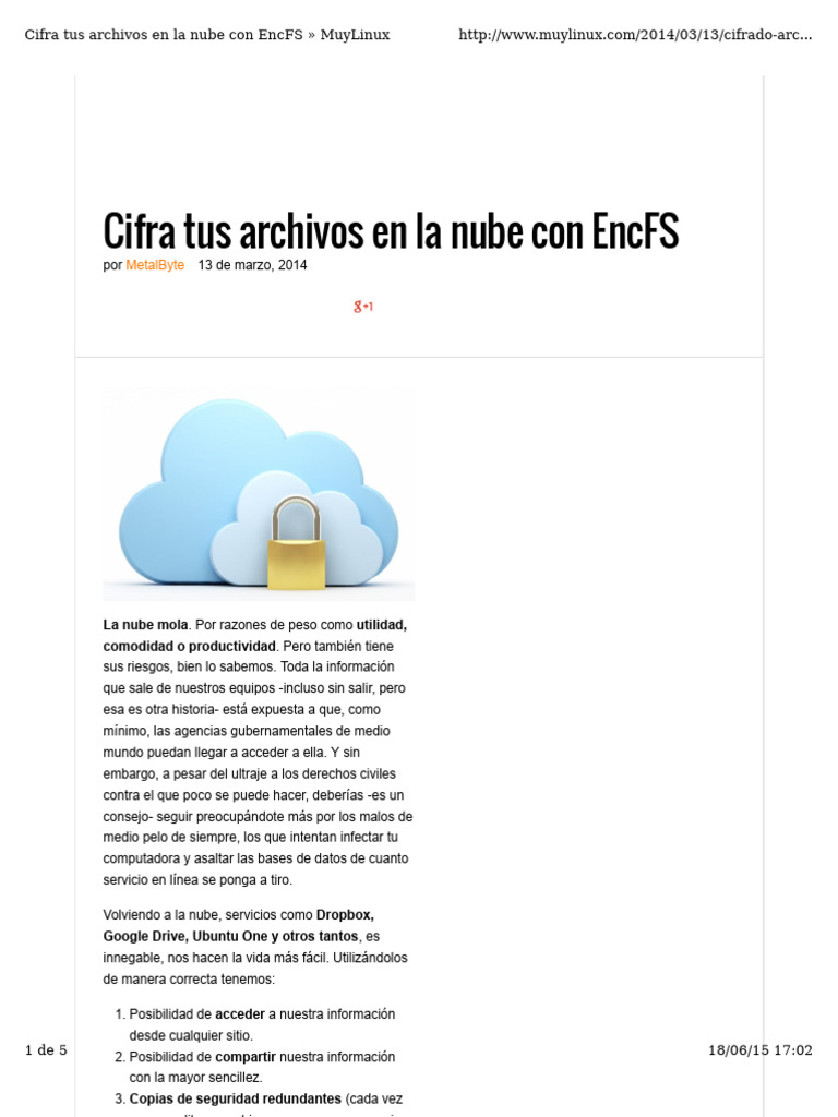 Cifrado de Archivos en la Nube con EncFS | PDF | Computación en la nube | Archivo de computadora