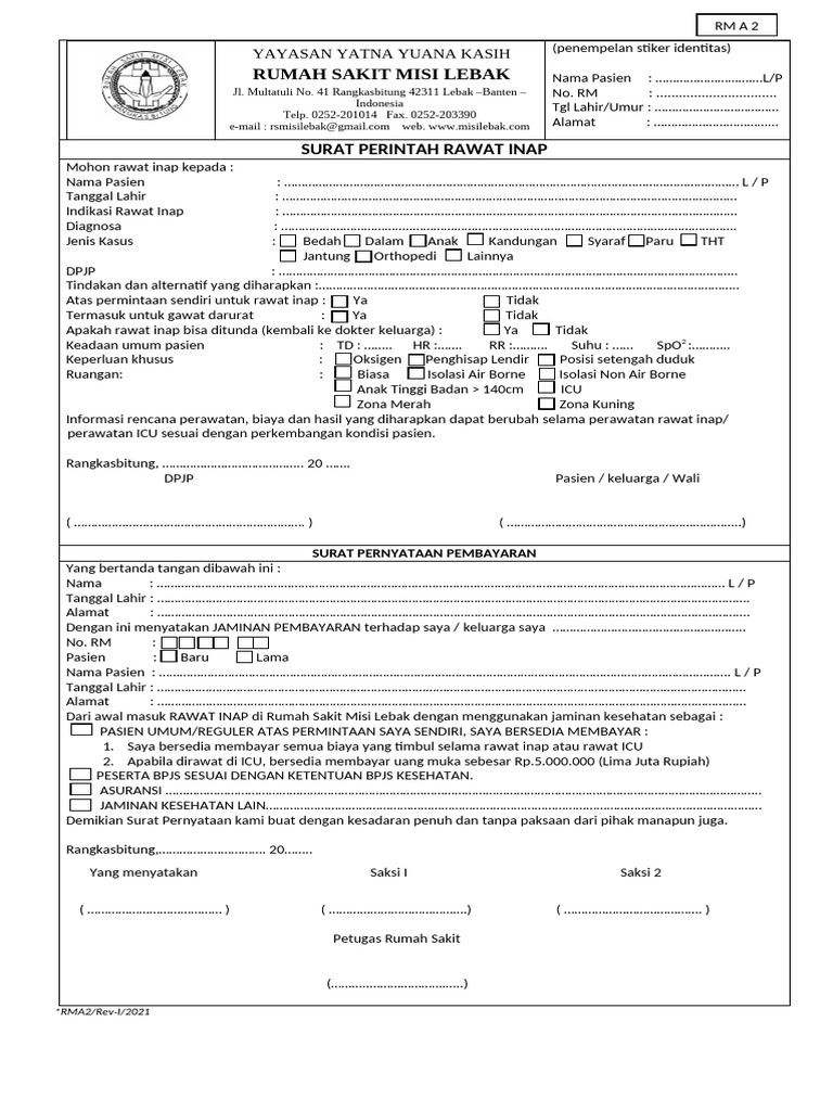 A.2 Surat Perintah Rawat Inap | PDF