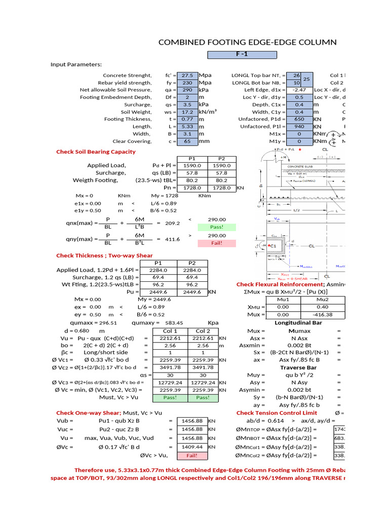 Combined Footing Edge-Edge Column | PDF | Building Technology | Pressure