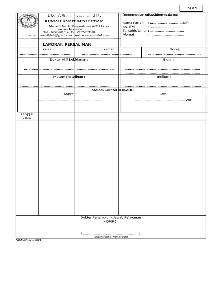 A.9 LAPORAN PERSALINAN | PDF
