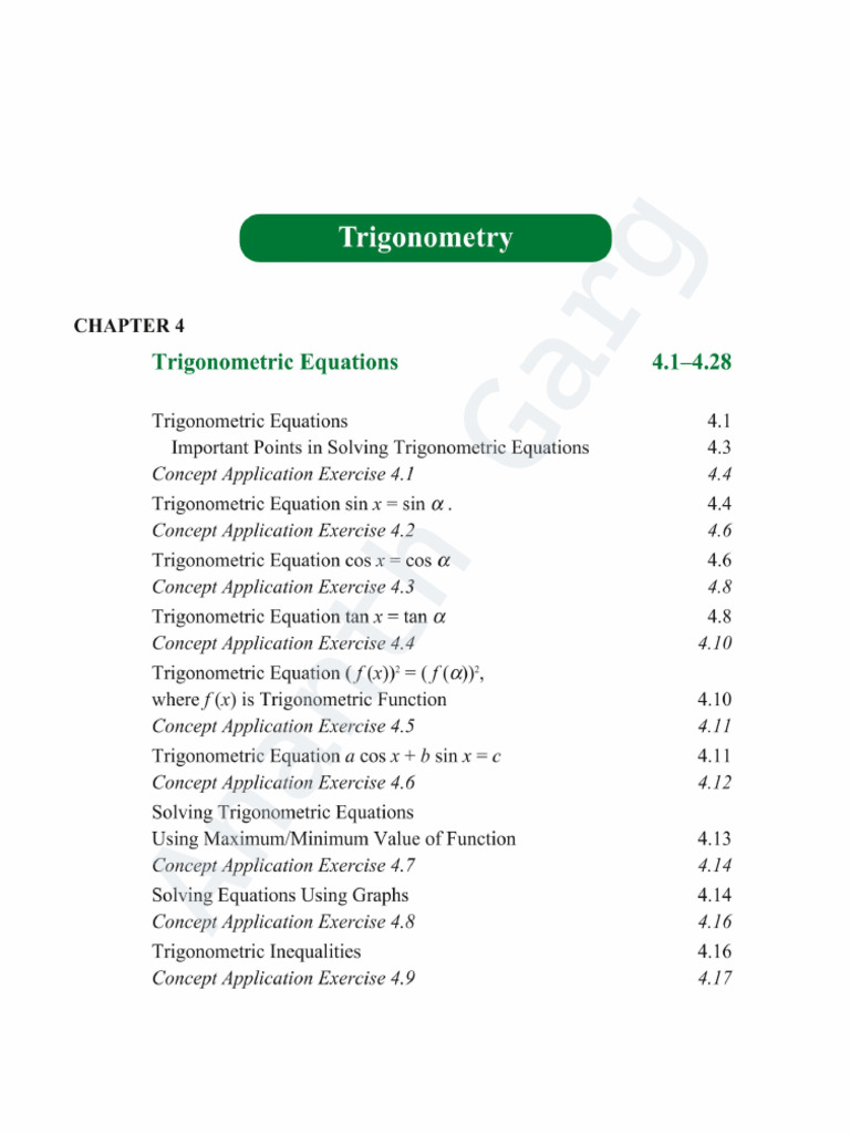 Trigonometric Equations Chapter | PDF