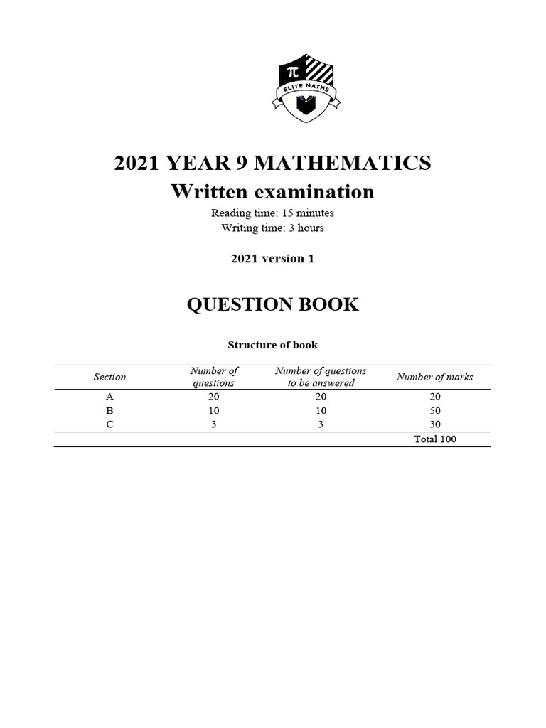 Year 9 Mathematics Exams Sample Questions 1 | PDF | Numbers | Mathematics