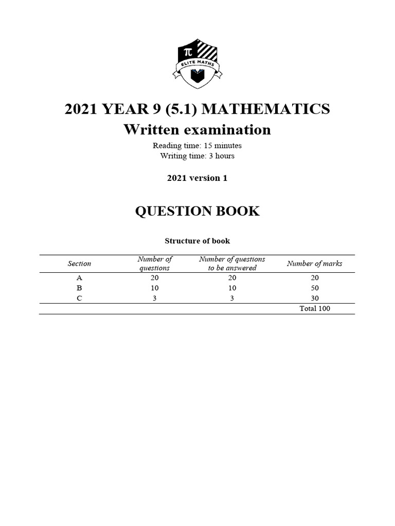 Year 9 Math Exam Guide | PDF | Area | Numbers