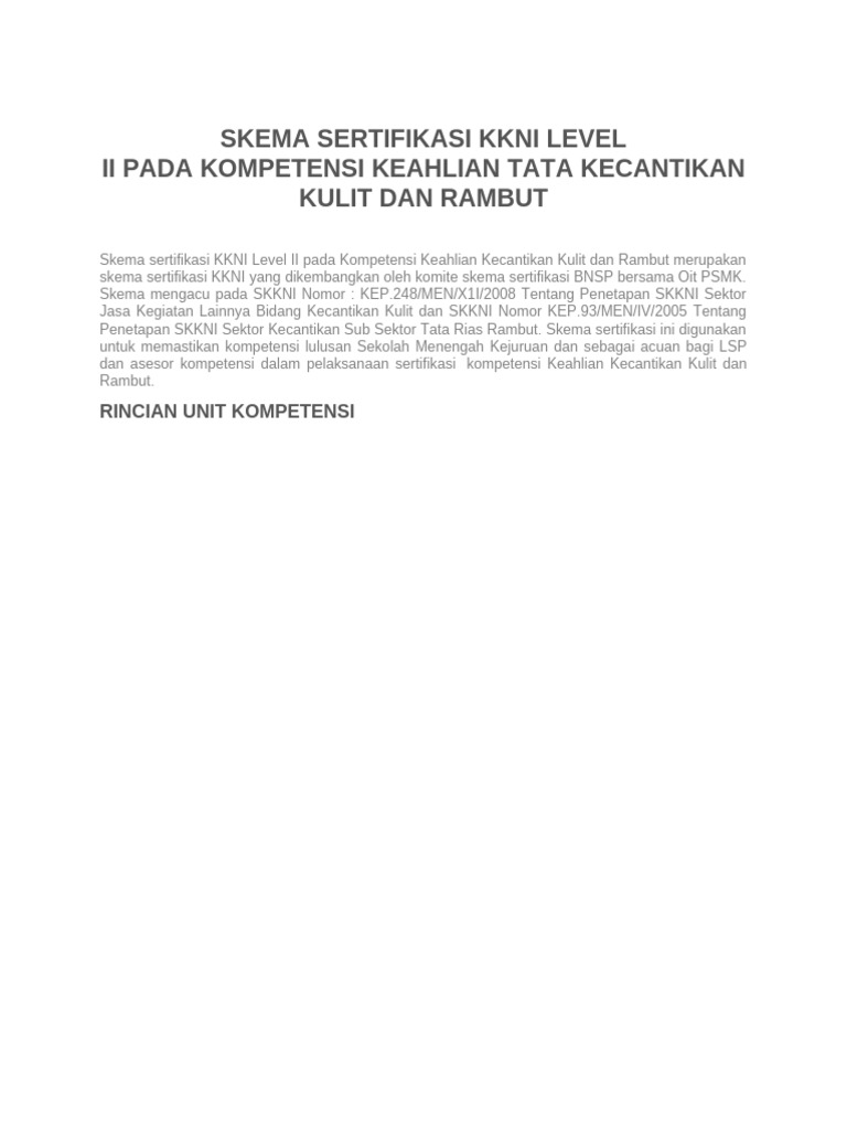 Skema Sertifikasi Kkni Level Ii | PDF