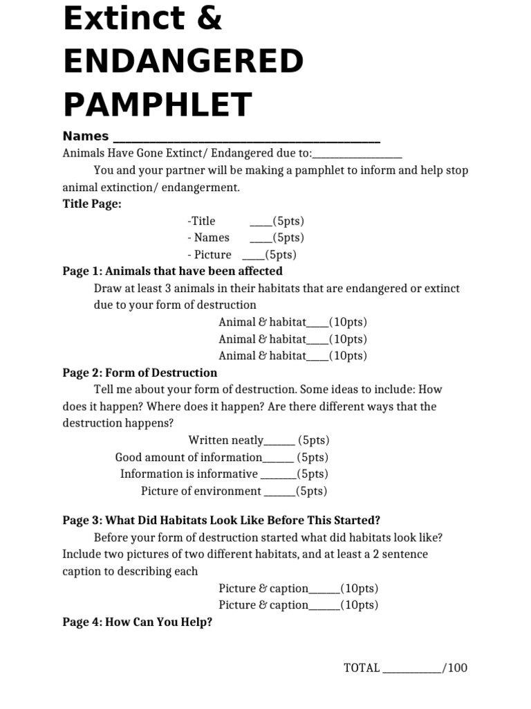 Endangered Species Awareness Pamphlet | PDF