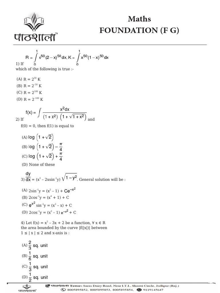 JEE Advanced Math Practice | PDF | Geometry | Mathematical Analysis
