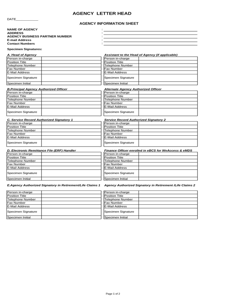 Agency Information Sheet_revised 2025_nga | PDF | Fax | Service Industries