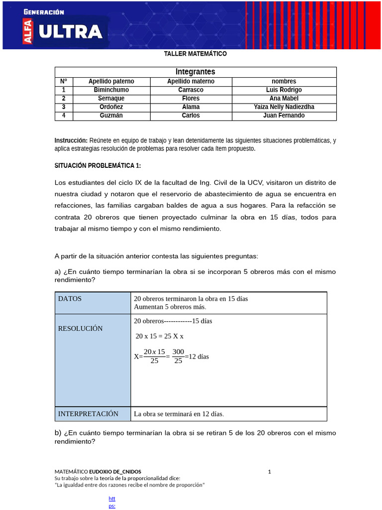 Taller Matemático #5 - Regla de Tres Simple Directa e Inversa ...