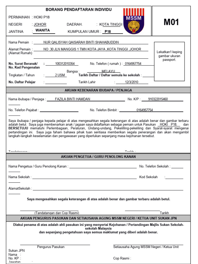 Copy4-Borang M01 MSSM (1) | PDF