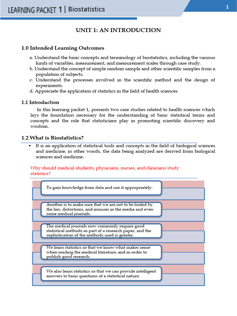 (LP1) Unit 1 - An Introduction - OE 2 | PDF | Statistics | Biostatistics