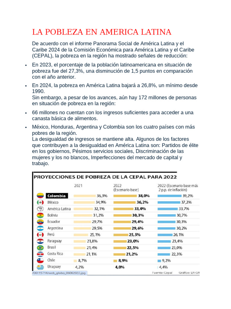 La Pobleza en America Latina | PDF | Pobreza | Pobreza e indigencia