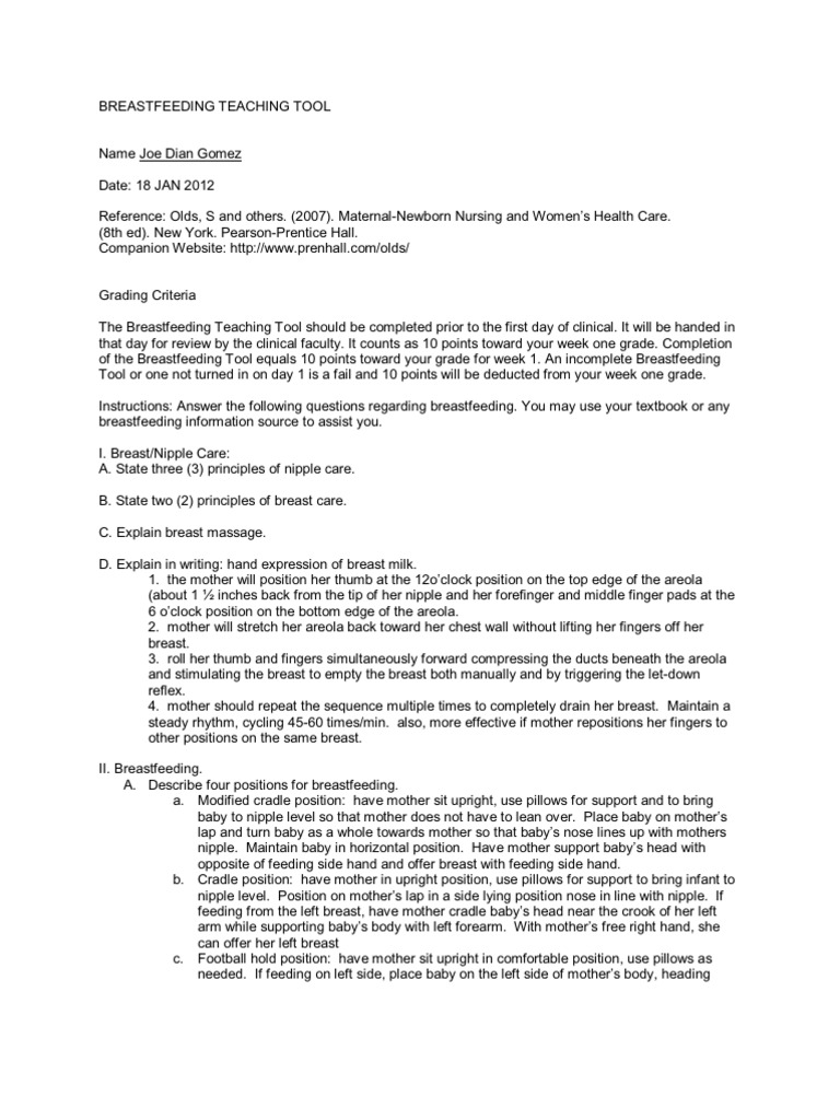 Breast Feeding Teaching Tool | PDF | Lactation | Breastfeeding