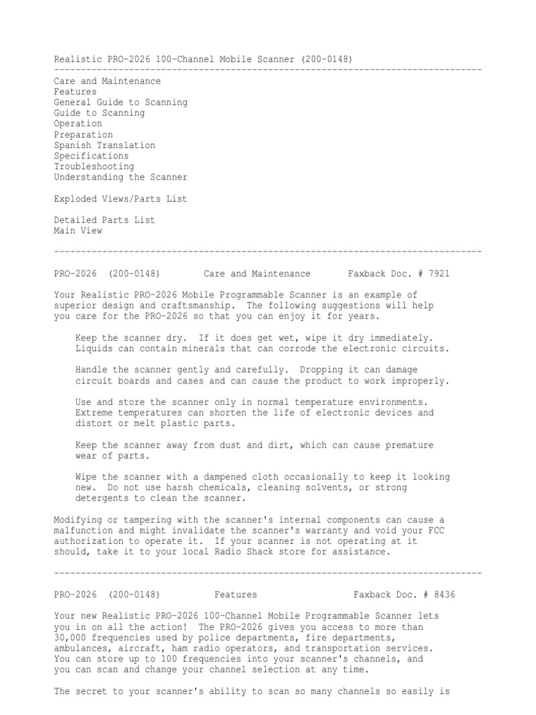 Radio Shack PRO-2026 Manual | PDF | Radio Spectrum | Very High Frequency