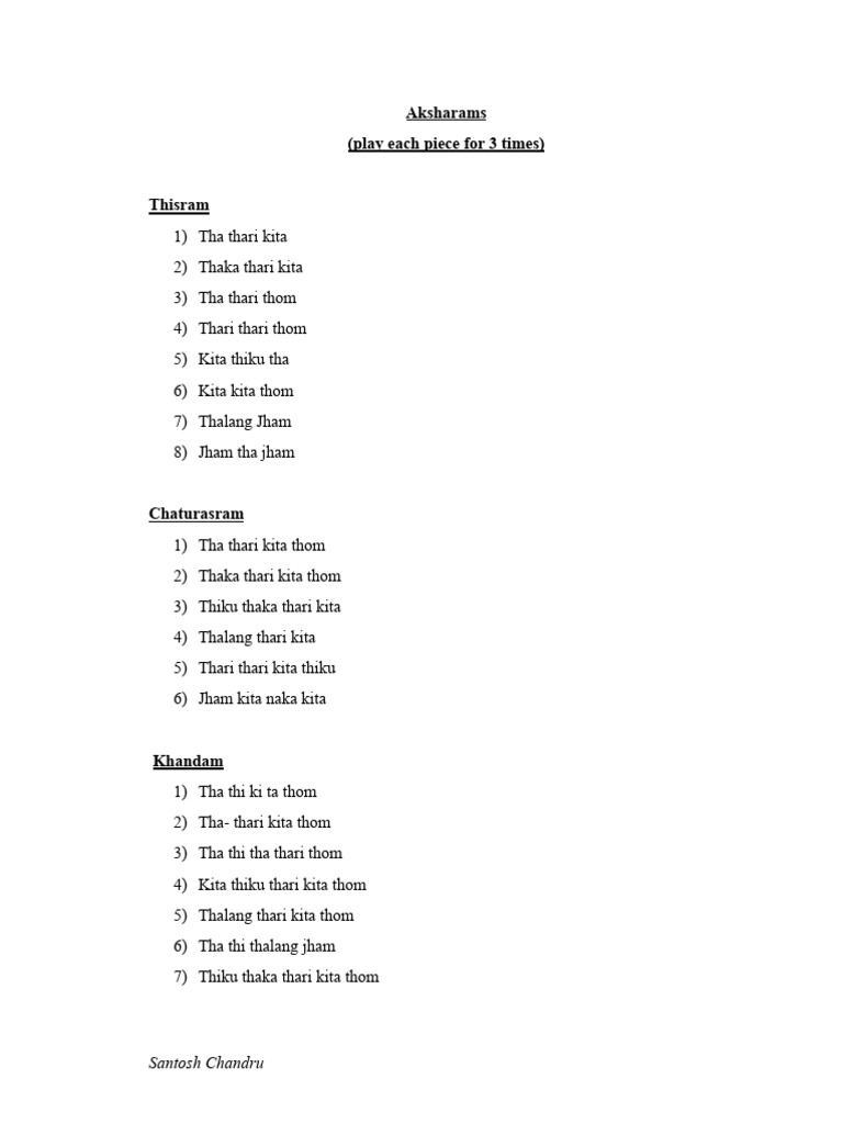 Carnatic Rhythm Patterns Guide | PDF