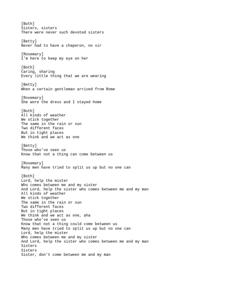 Sisters Lyrics | PDF