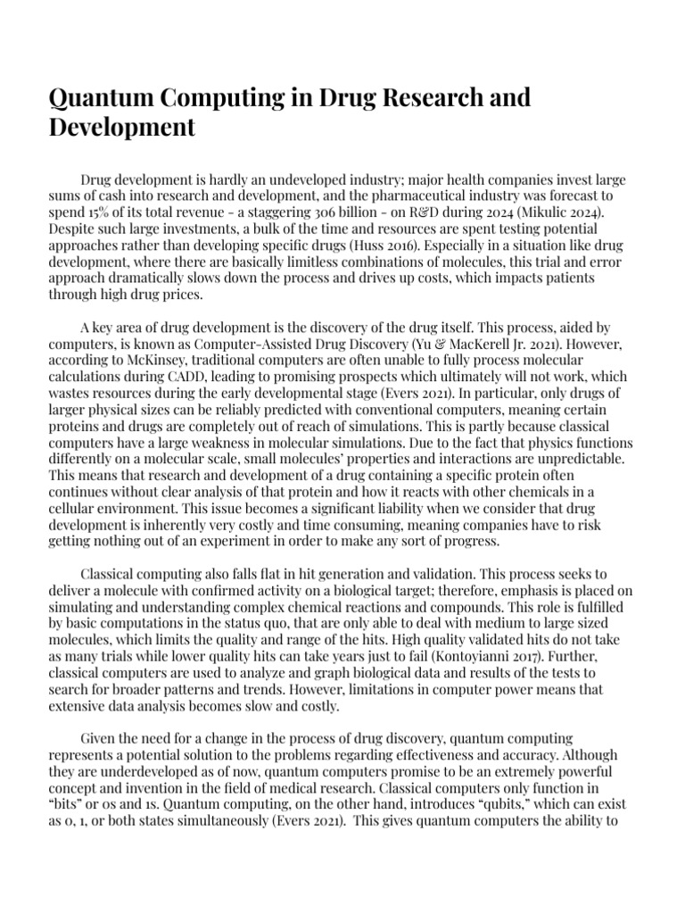 Quantum Computing's Role in Drug Discovery | PDF | Quantum Computing ...