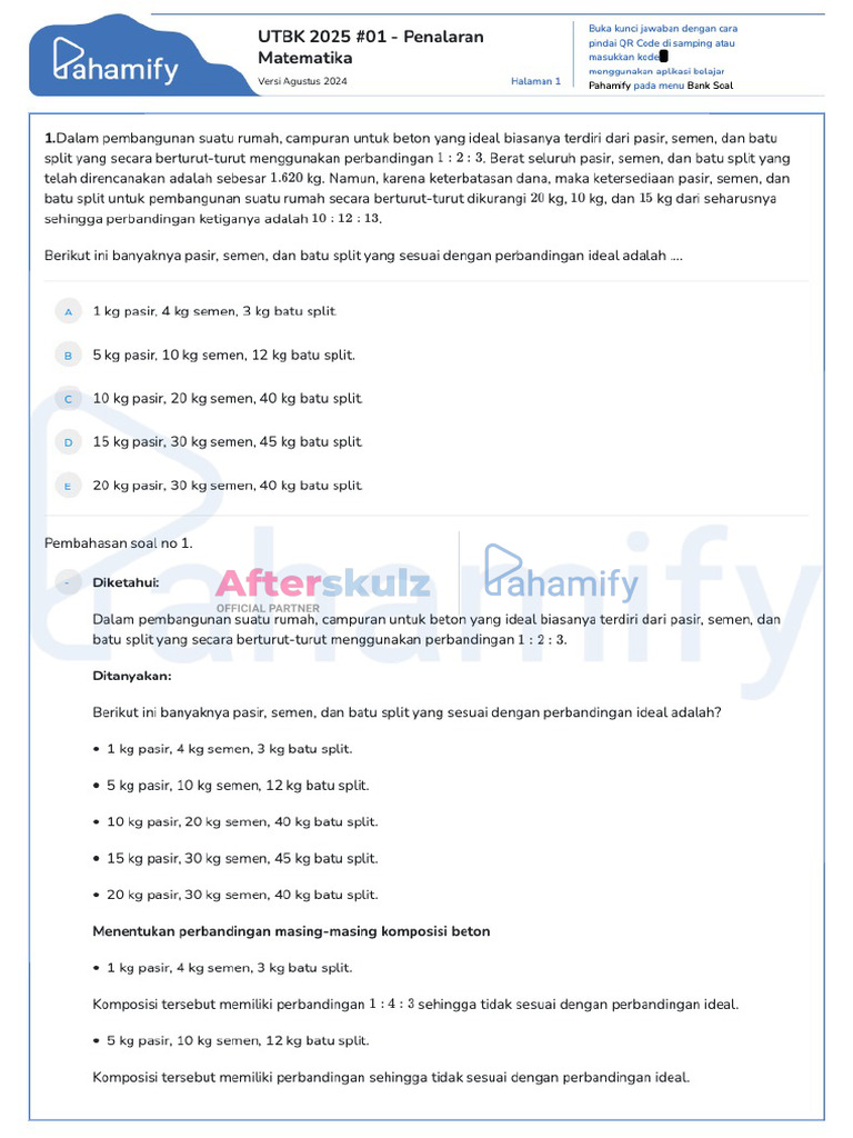 UTBK 2025 #01 - Penalaran Matematika - Solution - Null | PDF