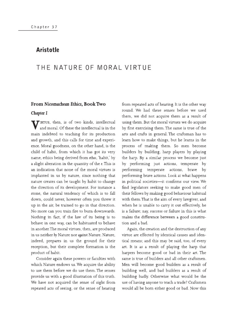 01 The Nature of Moral Virtue (Aristotle) | PDF