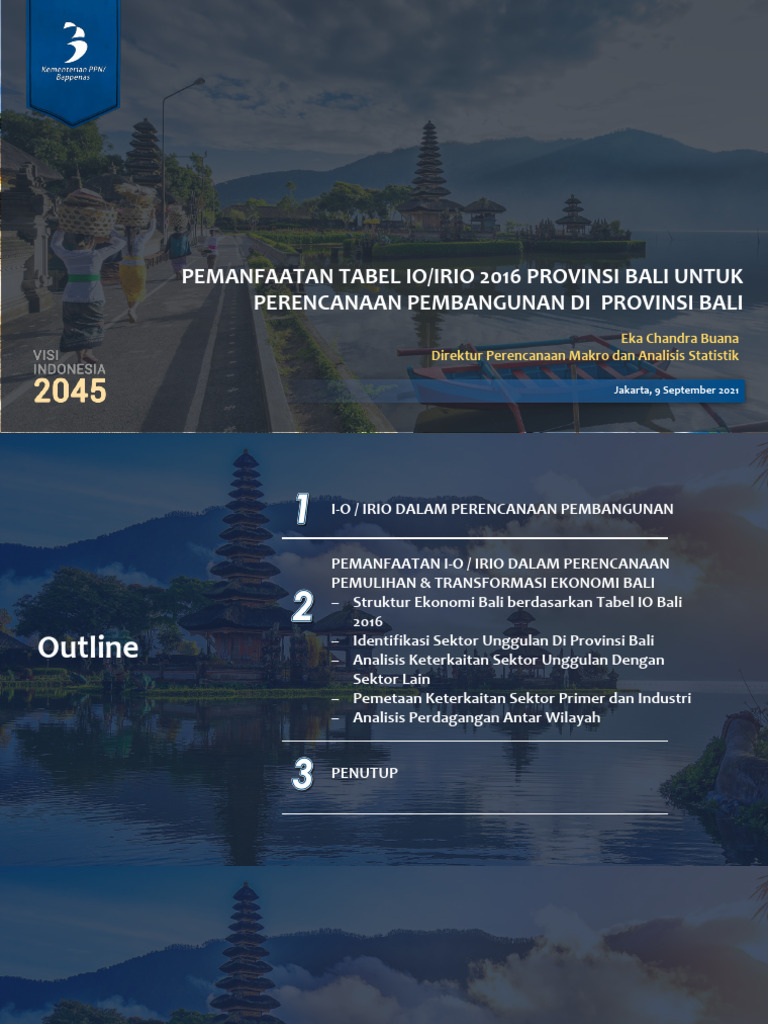 Bappenas - Pemanfaatan Tabel IO - IRIO 2016 Provinsi Bali - REV | PDF