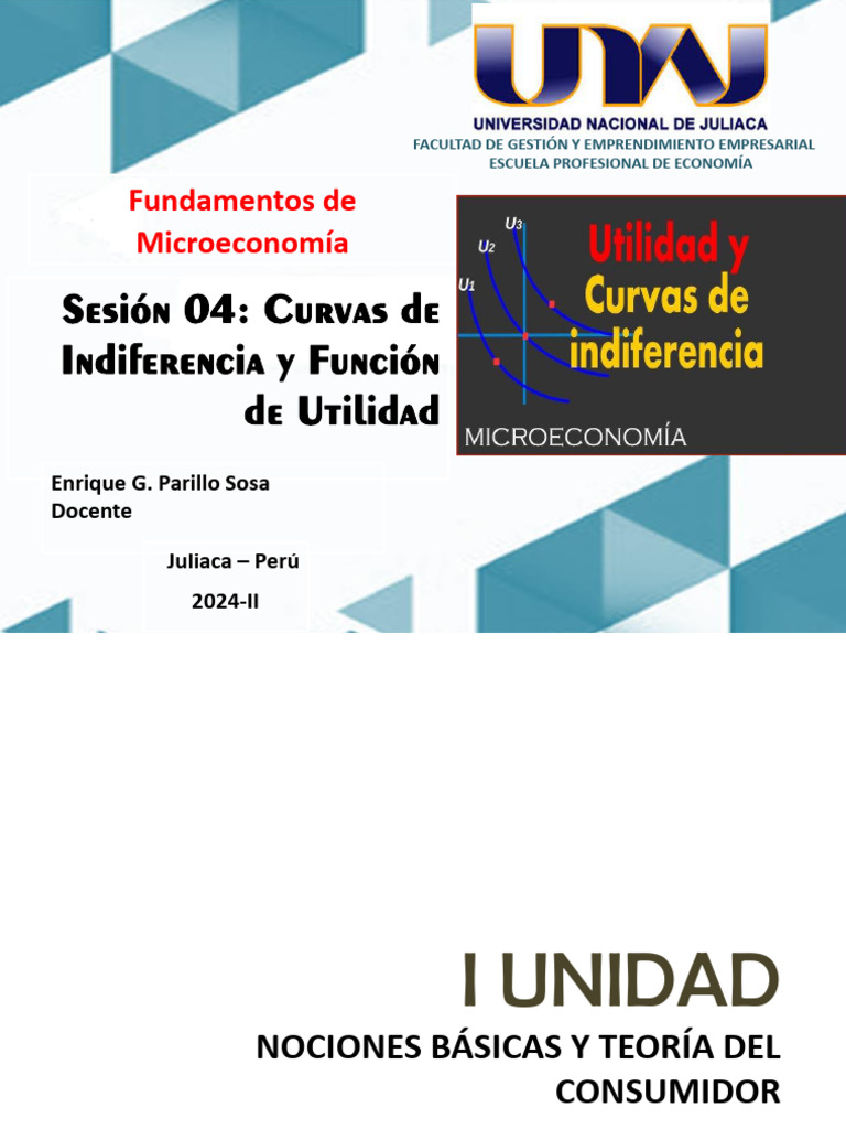 Sesión 04 Curvas Indiferencia y Función Utilidad FM 2024-II EP. Economía | PDF | Utilidad ...