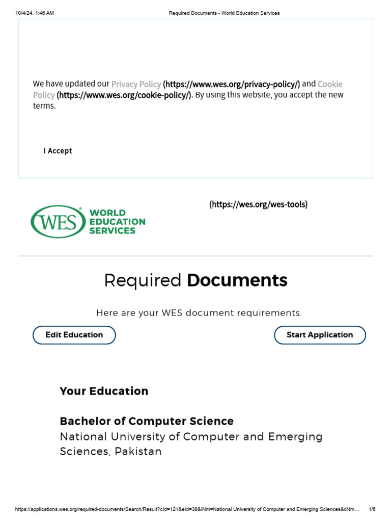 Required Documents - World Education Services | PDF | Academic Degree