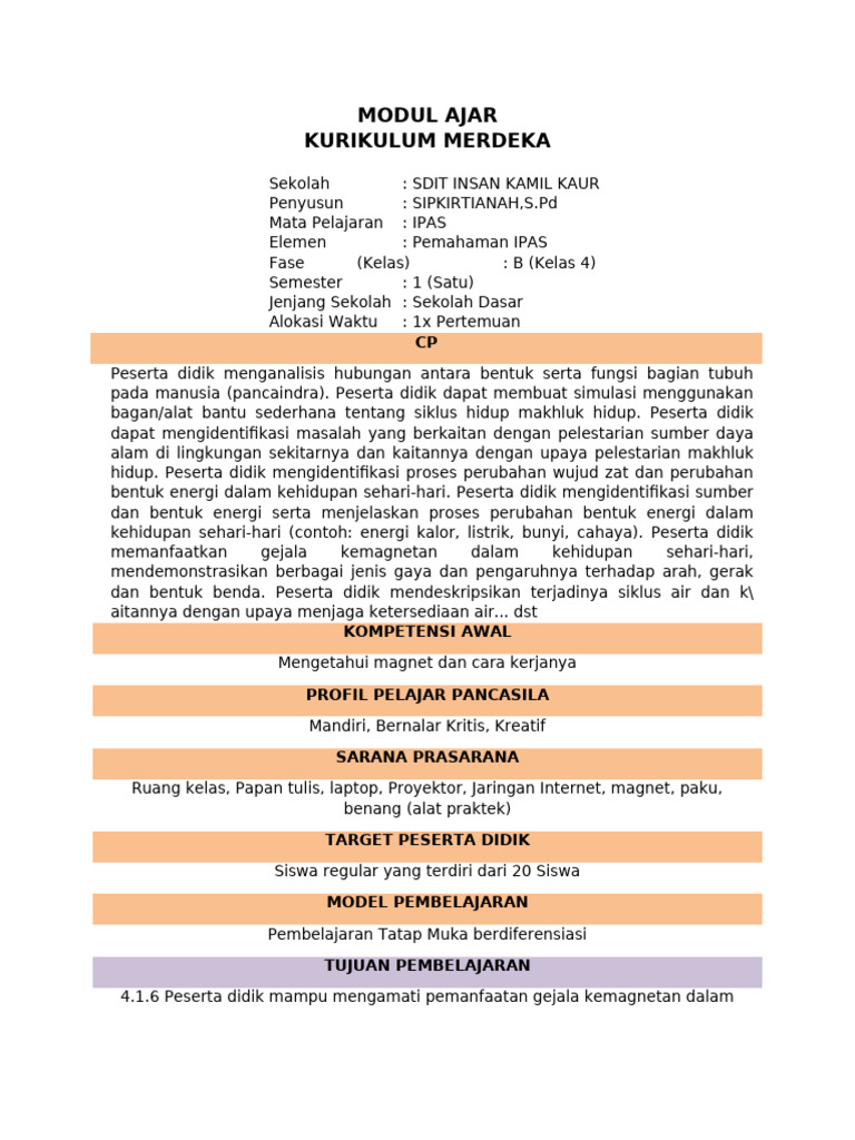 MODUL AJAR Ukin | PDF