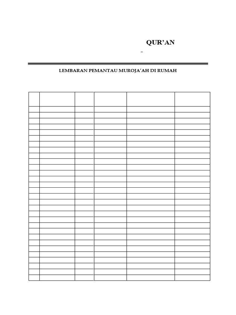 Lembaran Pemantau Murojaah | PDF