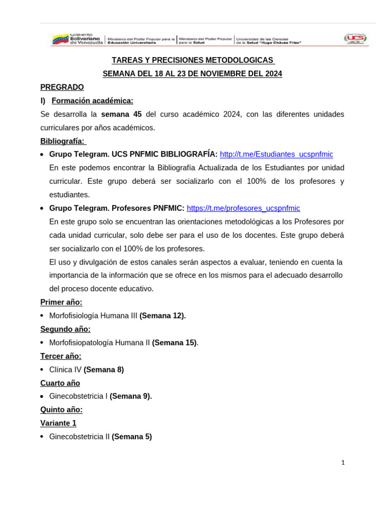Tareas Metodológicas Noviembre 2024 | PDF | Terapia física | Cuidado de ...