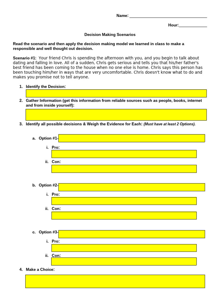Decision Making Scenarios | PDF | Decision Making