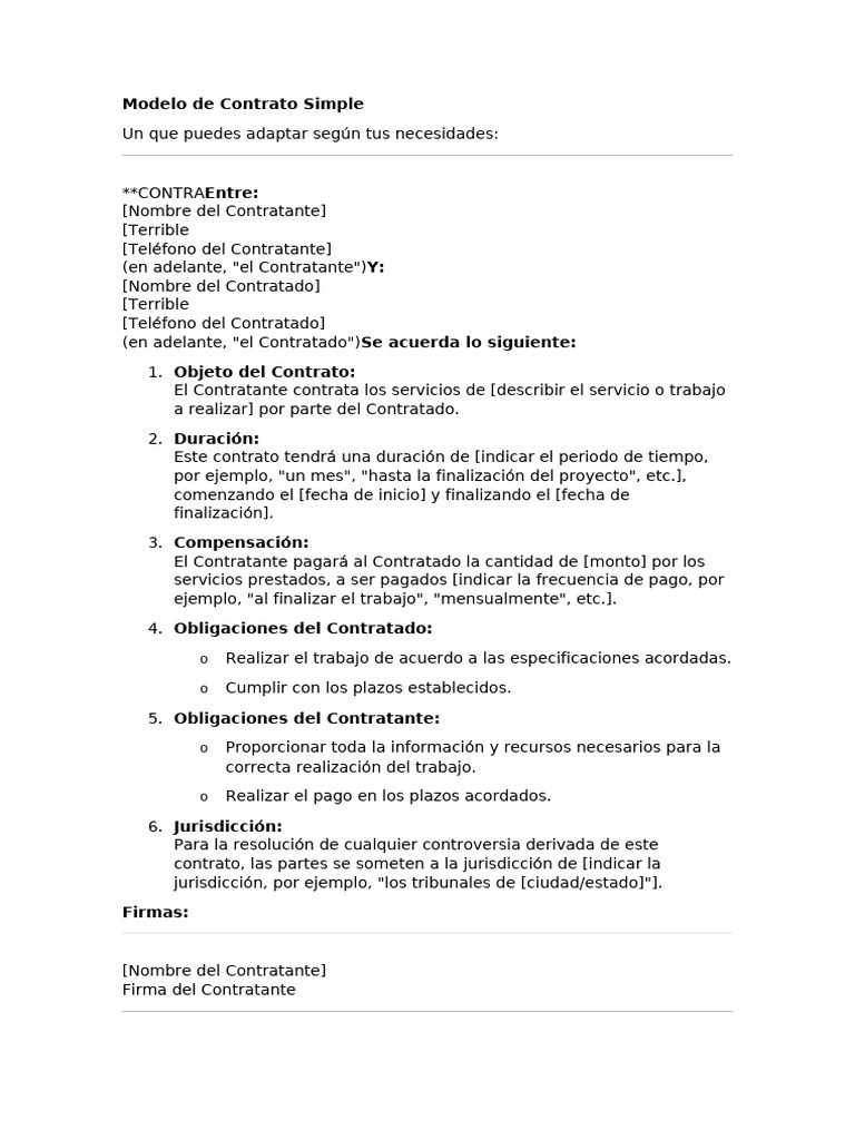 Modelo de Contrato Simple | PDF