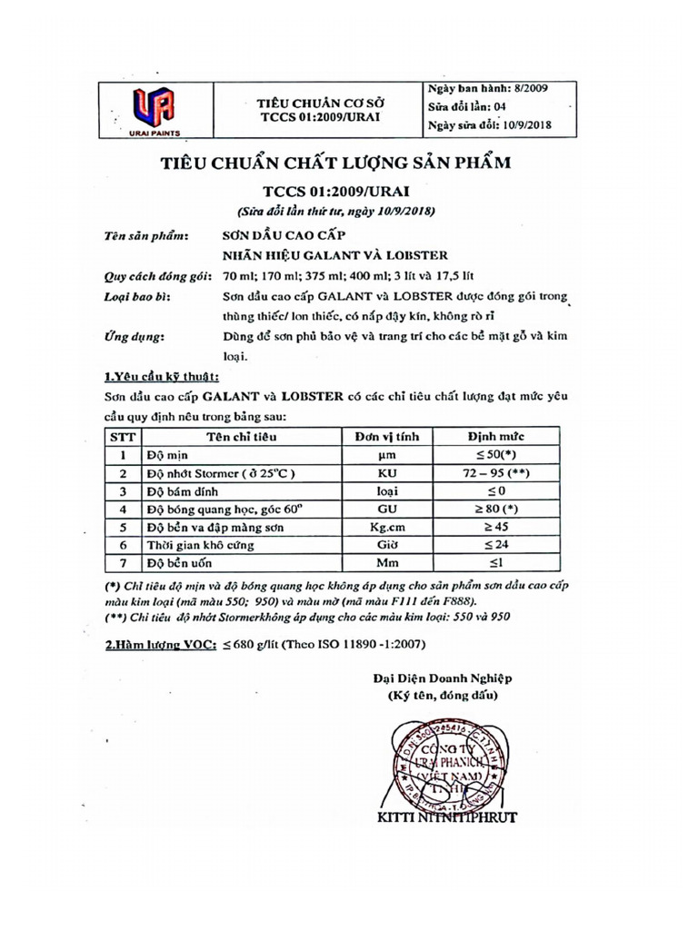 Sơn dầu Galant-TCCS 1 | PDF