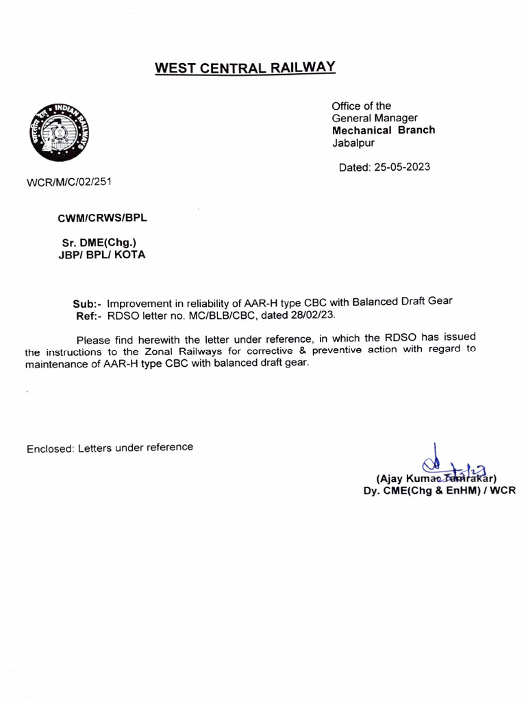 Improvement in Reliability of AAR-H Type CBC With Balanced Draft Gear ...