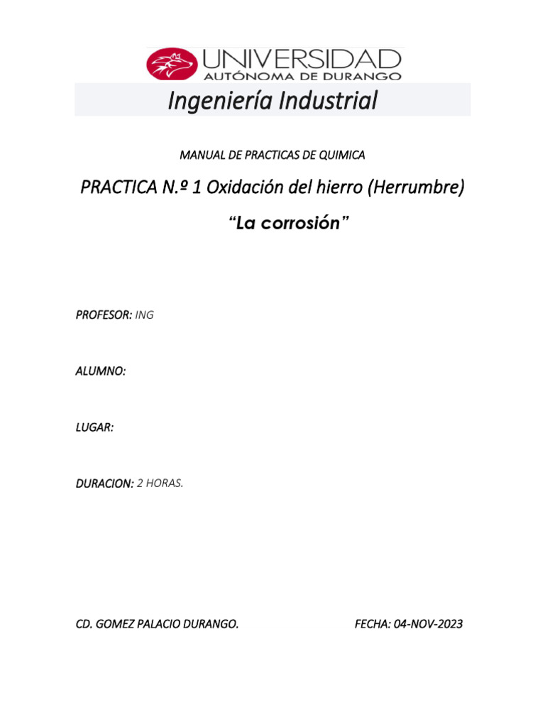 Practica Lab 1 | PDF | Corrosión | Redox