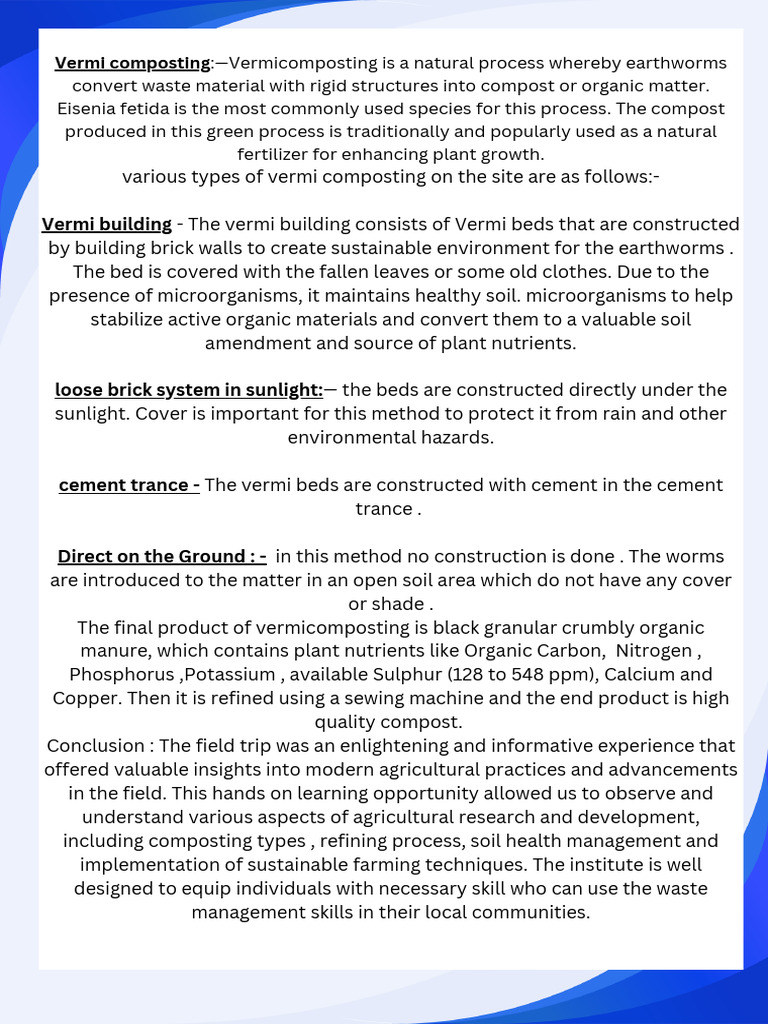 Vermicomposting Techniques and Benefits | PDF