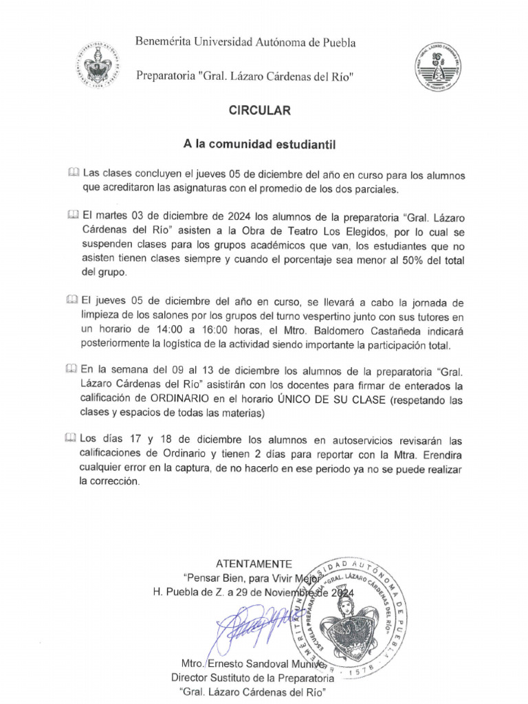 Circular Fin de Cursos | PDF