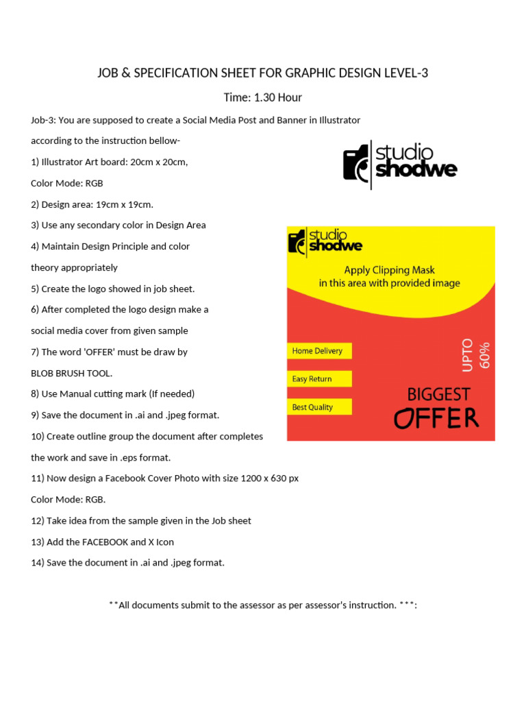 Ai formative graphic design level 3 test format for NSDA | PDF