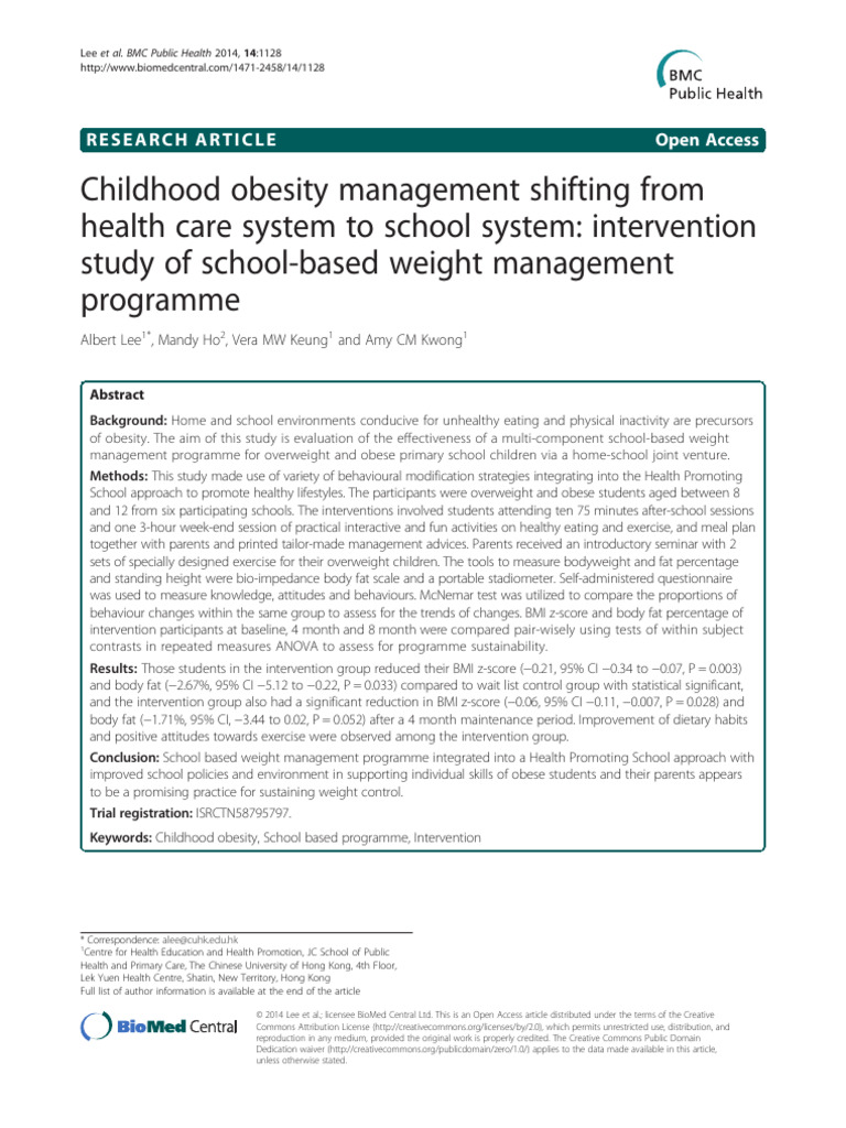 School-Based Childhood Obesity Intervention | PDF | Obesity | Overweight