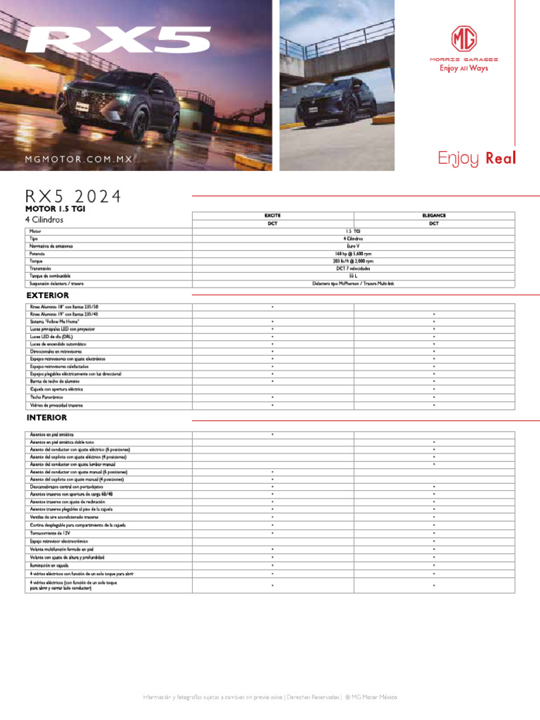 Mg Rx5 Ficha Tecnica | PDF | Industria automotriz | Tecnología de vehículos