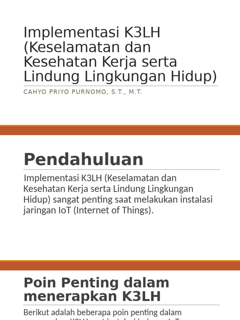 Implementasi K3LH Instalasi IoT | PDF