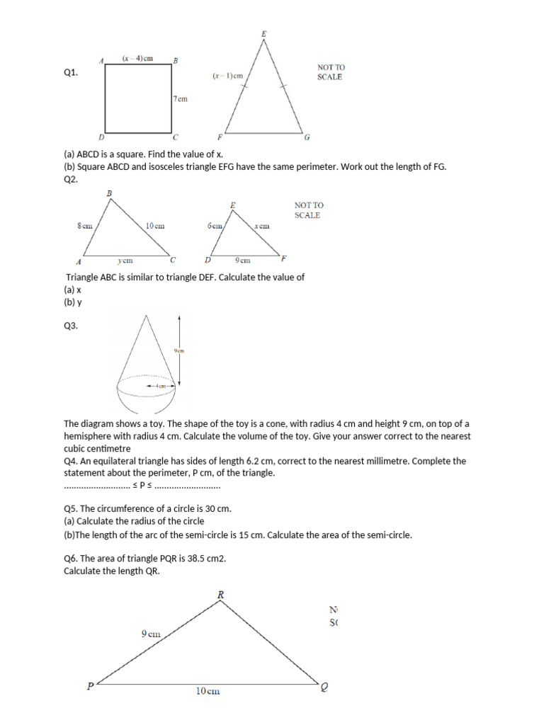 geometry worksheet 1 | PDF | Triangle | Area