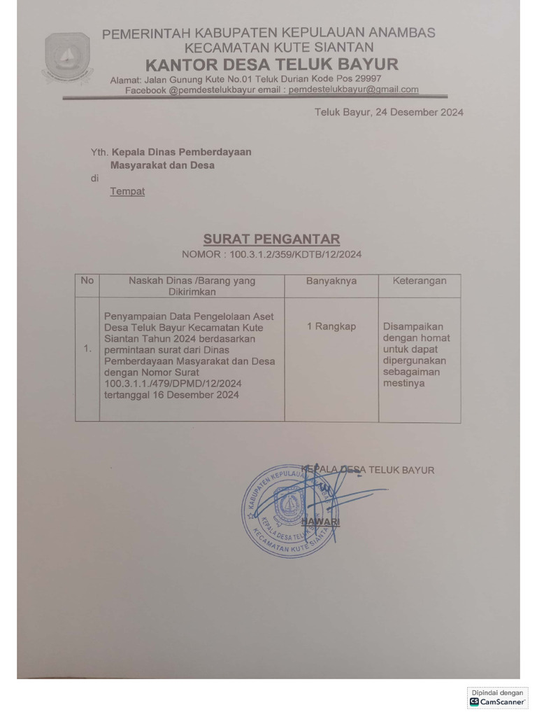 Data Pengelolaan Aset Desa Teluk Bayur | PDF