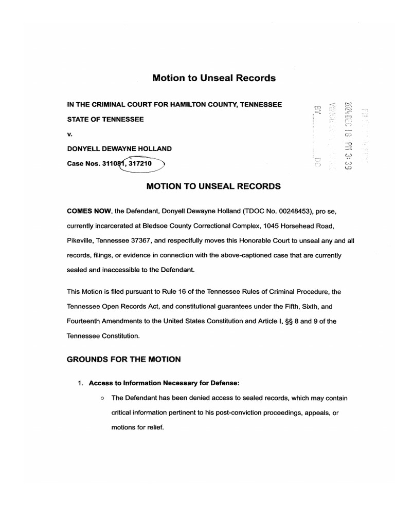 Motion To Unseal Records | PDF