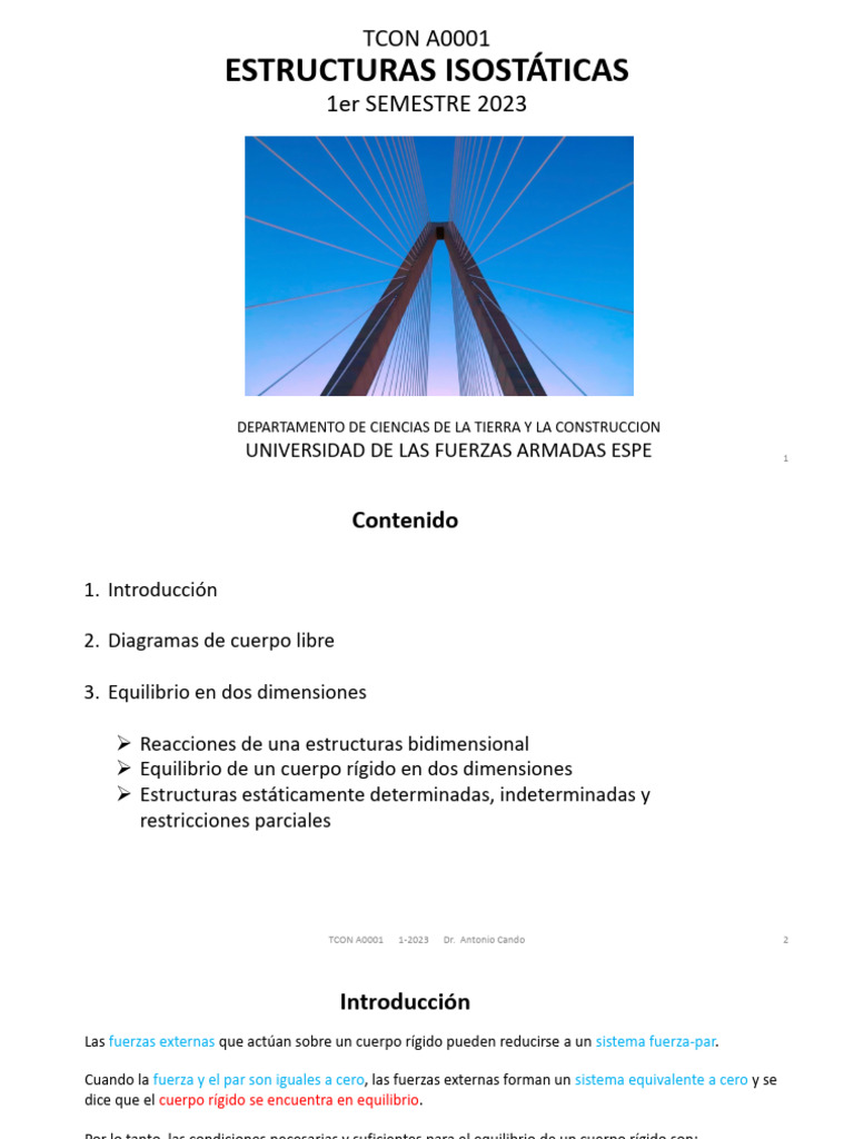 Clase 8 Estructuras Isostáticas | PDF | Ecuaciones | Geometría