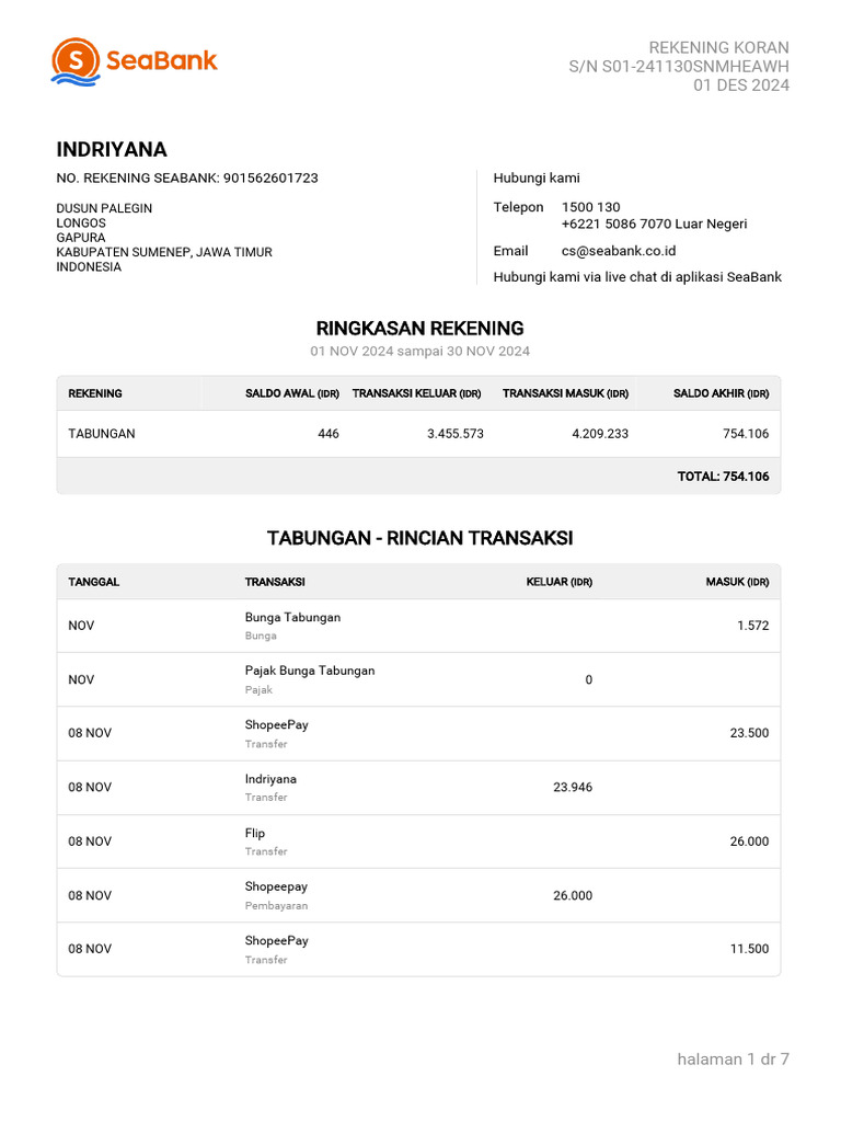 Seabank Statement 20250106-1 | PDF