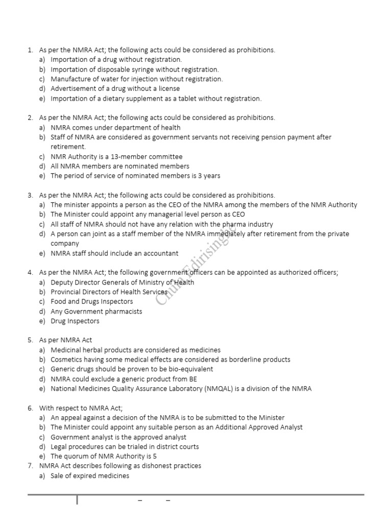05 MCQ - Law & Ehics | PDF | Pharmacist | Opium