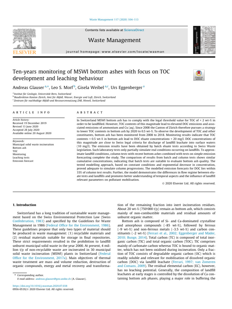Monitoring MSWI Bottom Ash TOC Levels | PDF | Total Organic Carbon | Carbon Dioxide