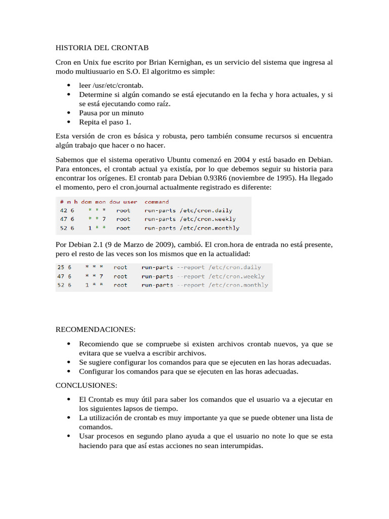 Historia Del Crontab | PDF