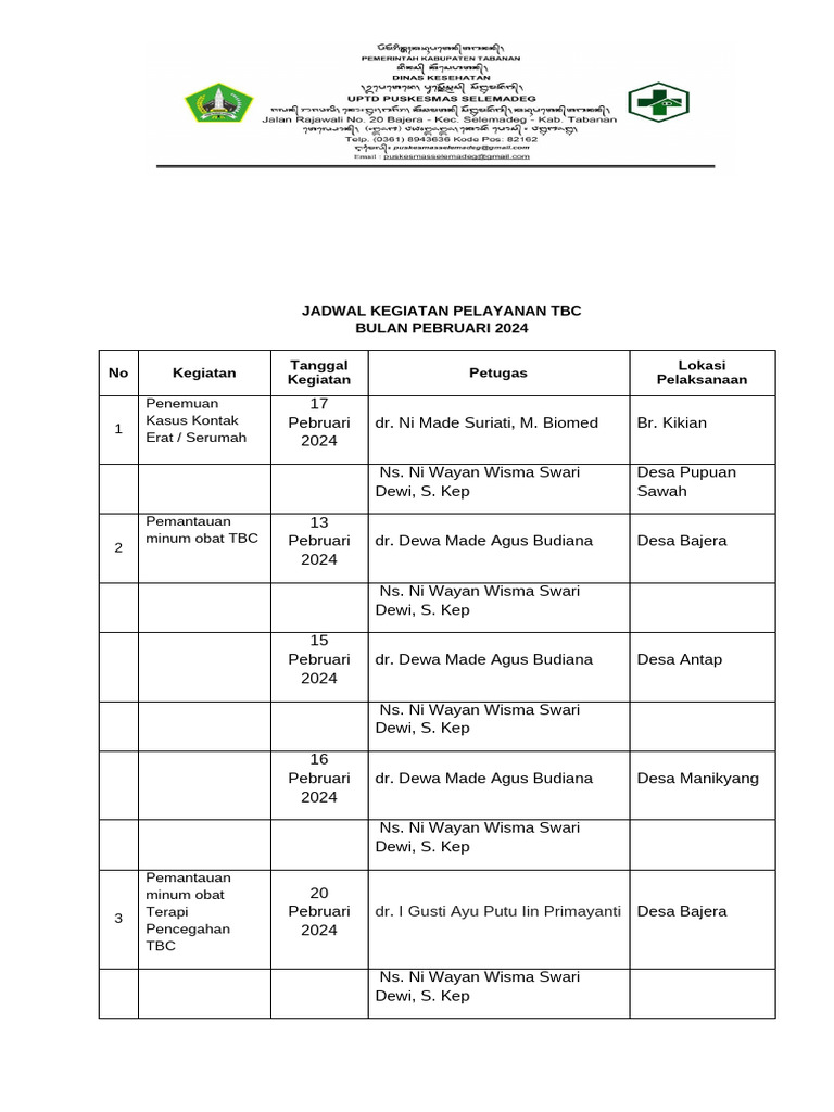 Format Jadwal Kegiatan | PDF