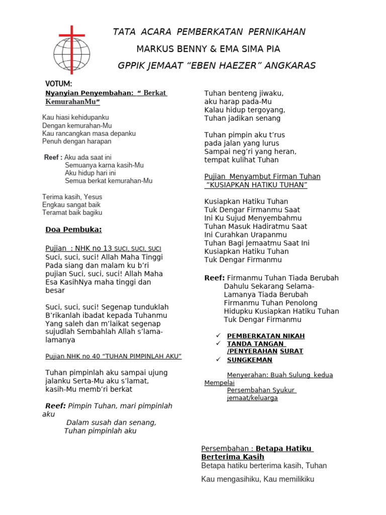 Pemberkatan Pernikahan Markus & Ema | PDF